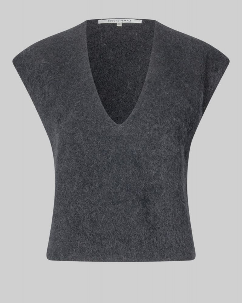Second Female Camryn Knit Vest grijs online kopen bij LDH Moda. 58968 ...